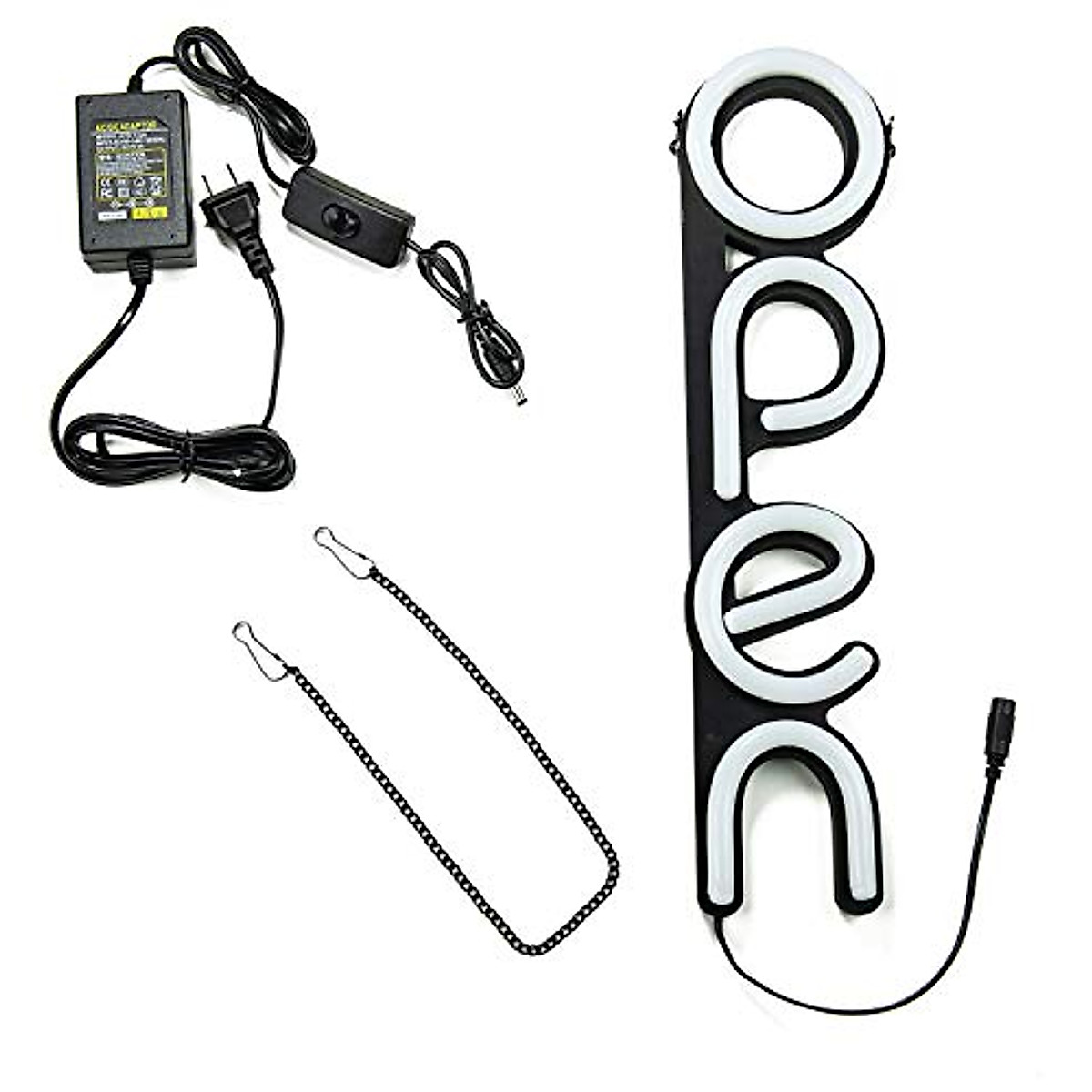 LED Open Sign for Business - Bright White Vertical Neon Style Open Light Signs | Beautiful Design to Attract Customers