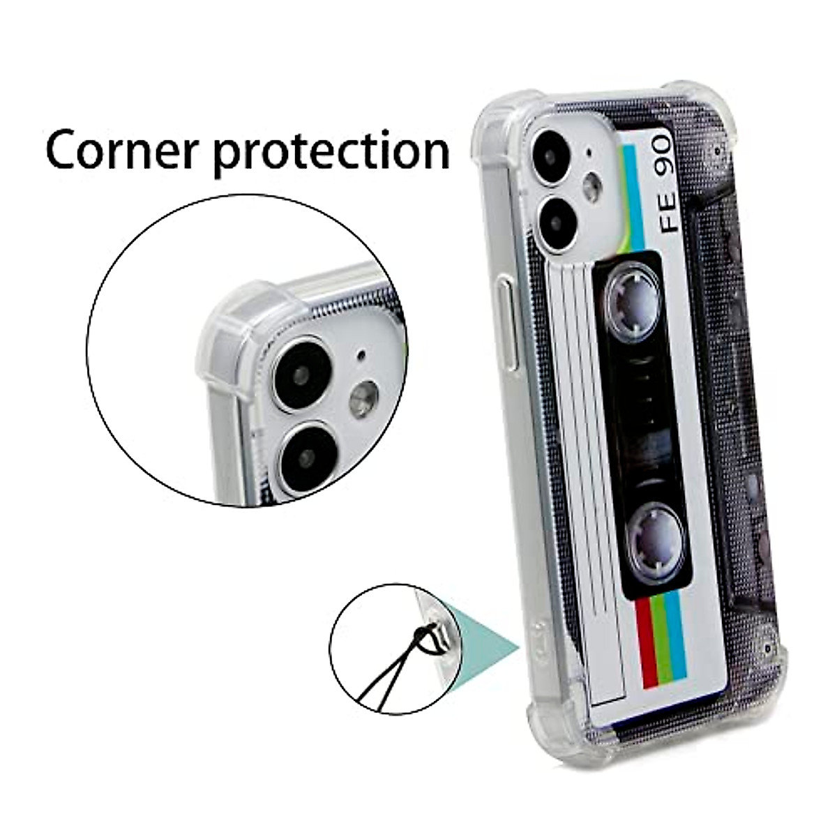 FAteamll Case for iPhone 12 Mini, Matte Finish Heavy Duty Soft Back Cover with Reinforced Corners TPU Soft Bumper Retro Cassette Tape Case Compatible with iPhone 12 Mini 5.4 Inch 2020 Released