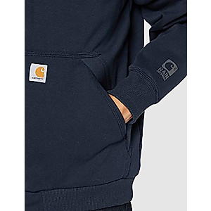 Carhartt Men's Rain Defender Rockland Sherpa Lined Hooded Sweatshirt, New Navy, Small