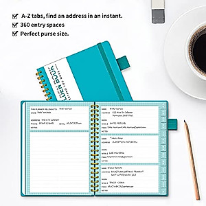 Regolden-Book Address Book with Alphabetical Tabs, Hardcover Address Organizer for Record Contacts, Telephone Book for Seniors, Internet Log Book Journal with Password, Pen Loop, Pocket, (5.7x7.2")
