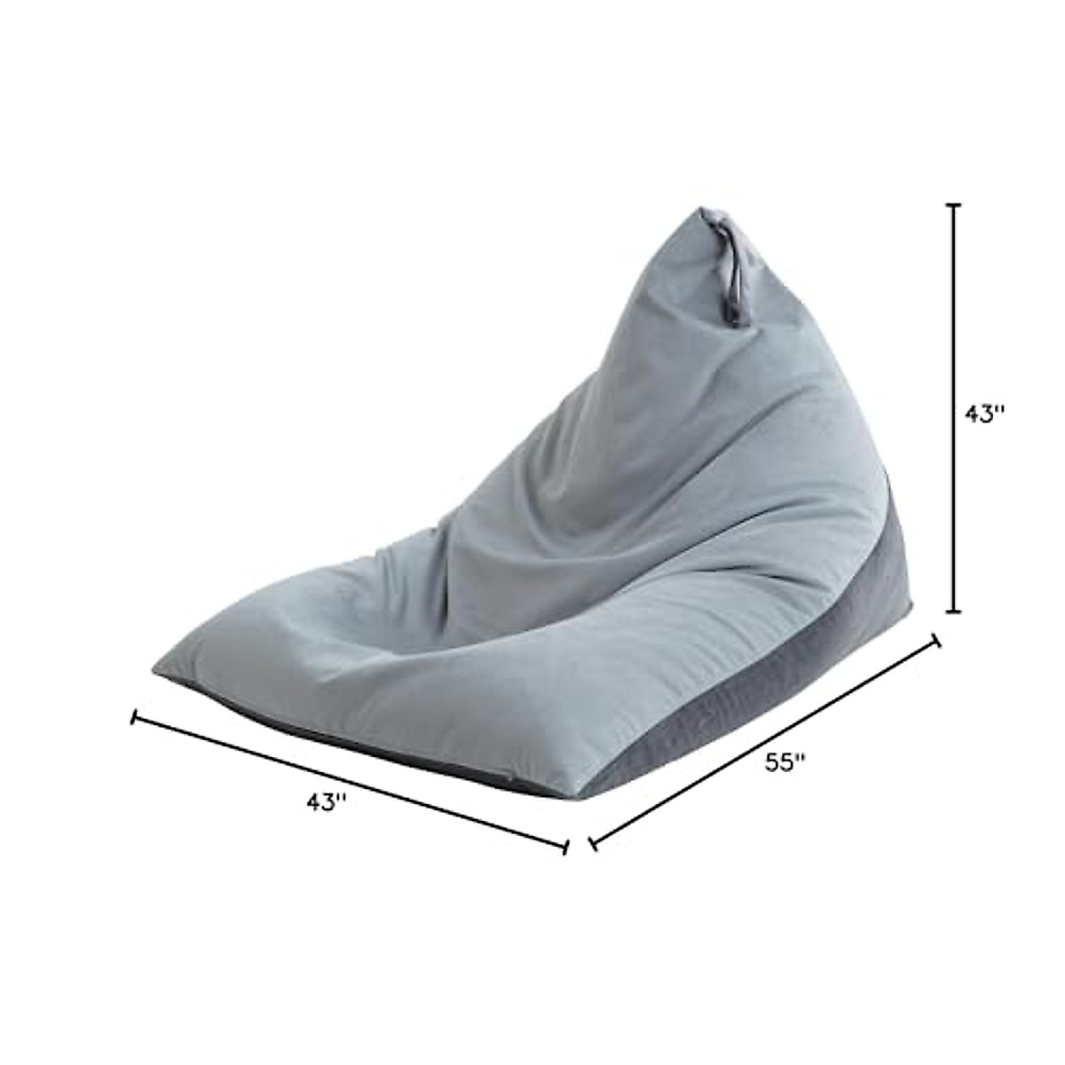 Nobildonna 4ft Bean Bag Chair Cover (No Filler) for Adults, 400L Extra Large Premium Velvet Beanbag Chair Cover, Washable Beanbag without Filling Ultra Soft Triangular Lazy Sofa Cover (Grey)
