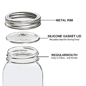 ANEWSIR Mason Jars Variety Pack (Set of 14), Regular Mouth Canning Jars with Lids and Bands, Spilte-Type, 32oz 2 Pack, 16oz 6 pack and 8oz 6 pack