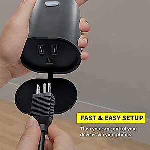 Minoston Z-Wave Plus Smart Plug, Outdoor On/Off Outlet Switch, ZWave Hub Required, Weather-Resistant, Built-in Repeater, Work with SmartThings, Wink, Alexa, Black(MP22Z)