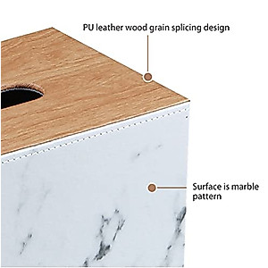 Tissue Box Cover Rectangular, PU Leather Tissue Box Holder,Elegant Stitching Style Universal Tissue Holder Case for Home Office Desk Bathroom Vanity Countertop, Night Stand Decoration