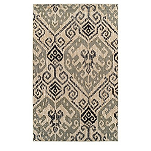 Superior 8mm Pile Height with Jute Backing, Gorgeous Ikat Damask Pattern, Fashionable and Affordable Woven Rugs, 8' x 10' Rug, Beige