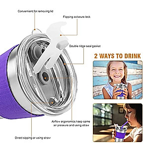 Yummy Sam Kids Stainless Steel Cups with Silicone Straws and Lids,Spill-proof Metal Tumblers for New year Dishwasher Safe,Toddler Cups with Heat-insulated Sleeves for Outdoors and Indoor.5 Pack 12oz