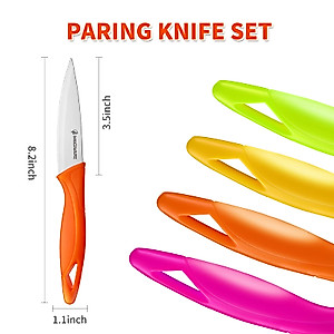 Magiware Paring Knife, 8PCS Paring Knife Set with Cover, Small Kitchen Vegetable Fruit Knives, 3.5 Inch Ultra Sharp PP Handle