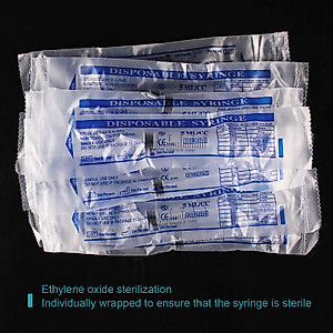 5ml Syringe Without Needle - 5 ml Small Plastic Syringes Sterile Individually Packed with Cap for Lab Medicine Student Measuring Liquid and Pet Dog Cat Baby Feeding Oral Colostrum ( 12 Pack 5cc /ml )