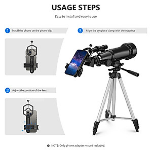 NEEWER Metal Telescope Phone Mount, 2.09"-3.54" Universal Cell Phone Mount for Spotting Scope Telescope Microscope Binocular Monocular, Fits Eyepiece with Diameter 1.02"-2.05"