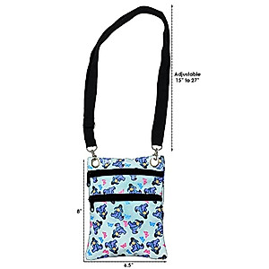 Disney Passport Crossbody Bag Eeyore Butterfly All Over Print (Light Blue)