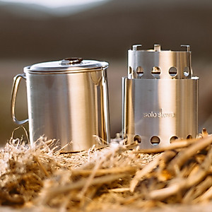 Solo Stove Lite & Pot 900 Set: Portable, Wood Burning Campstove + 900 ml Pot | Incl. Nylon Sack, For 1-2 People, 304 Stainless Steel, Compact (packed): 11,9 x 11,5 cm