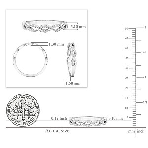 Dazzlingrock Collection 0.20 Carat (Cttw) Round White Diamond Infinity Crossover Swirl Wedding Ring for Women in 10K Solid White Gold, Size 7