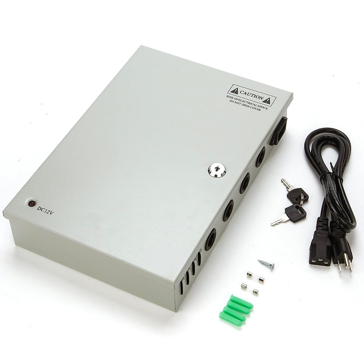 Xenocam 18 Channel Port 12V DC 20 Amp Amper with Glass Tube Fuse Distributed Power Supply Box for CCTV DVR Security System and Camera or Cameras