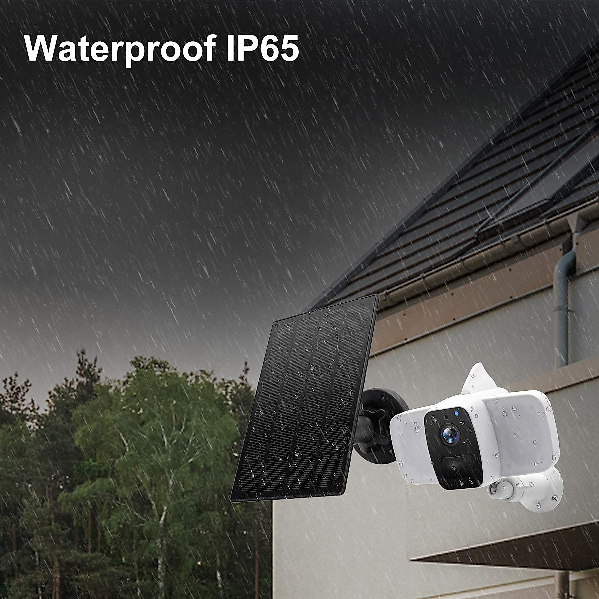 Floodlight Camera,Solar Powered Security Camera Outdoor,10400mAh Rechargeable Battery Camera,IP65 Waterproof,Two Way Audio, PIR Motion Detection,Cloud Storage-Smart Life APP
