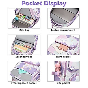 Robhomily 3pcs Girls Backpack with Lunch Box for Elementary Middle School 17 inch Kids Backpack with Lunch Bag Set Waterproof,Lightweight Pink School Backpack for Teen Girls