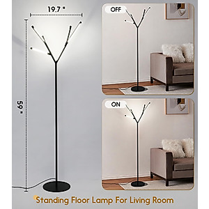 Q&S Led Floor Lamp,Black Modern Industrial Contemporary Corner Floor Lamp Tall Tree Bright Reading Standing Lighting for Bedroom Living Room Office