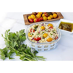 Ello Duraglass Meal Prep Container, 4 Cup- Glass Food Storage Container with Silicone Sleeve and Airtight BPA-Free Plastic Lid, Dishwasher, Microwave, and Freezer Safe, Halogen Blue