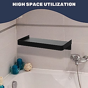 Zerodeko Phone Stand Black Floating Shelves Bathroom Organizer Wall Mounted Bathroom Small Wall Shelves Phone Shelf Makeup Organizer Space Bathroom Shower Shelves Small Shelf