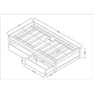 AOOSWEER Twin Platform Bed Frame with 2 Storage Drawers, Wood Twin Bed Frames for Kids Toddler Girls Boys, 10 Slats Support, No Box Spring Needed, Easy Assembly ( Twin, Dark Grey)