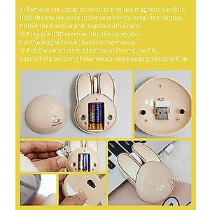 Lomiluskr Cute Bunny Wireless Mouse, Lightweight Soundless Mouse, 2.4G Wireless Mice, Candy Colors, Kawaii Rabbit Mouse for Girls and Kids (Green Bunny)