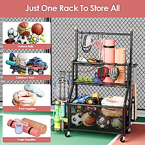 Housolution 3-Tier 5 Gallon Water Jug Holder with Garage Sports Equipment Organizer,Brown and Black