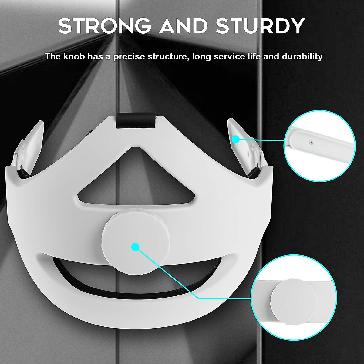 Seltureone Head Strap Compatible for Quest 2, Adjustable Comfortable Strap with Head Cushion, Reduce Pressure for Quest 2 Headset, with VR Lens Protect Cover Dust Proof Cover, Gray White