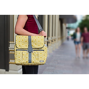 JJ Cole Backpack Diaper Bag with No Slip Grips and Multiple Pockets, Citrine Lattice
