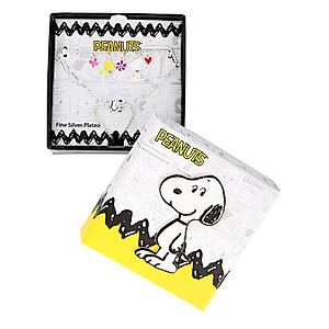 PEANUTS Womens Adjustable Lariat Charm Bracelet - Silver Plated Enamel Charm Bracelet with Snoopy - Official License