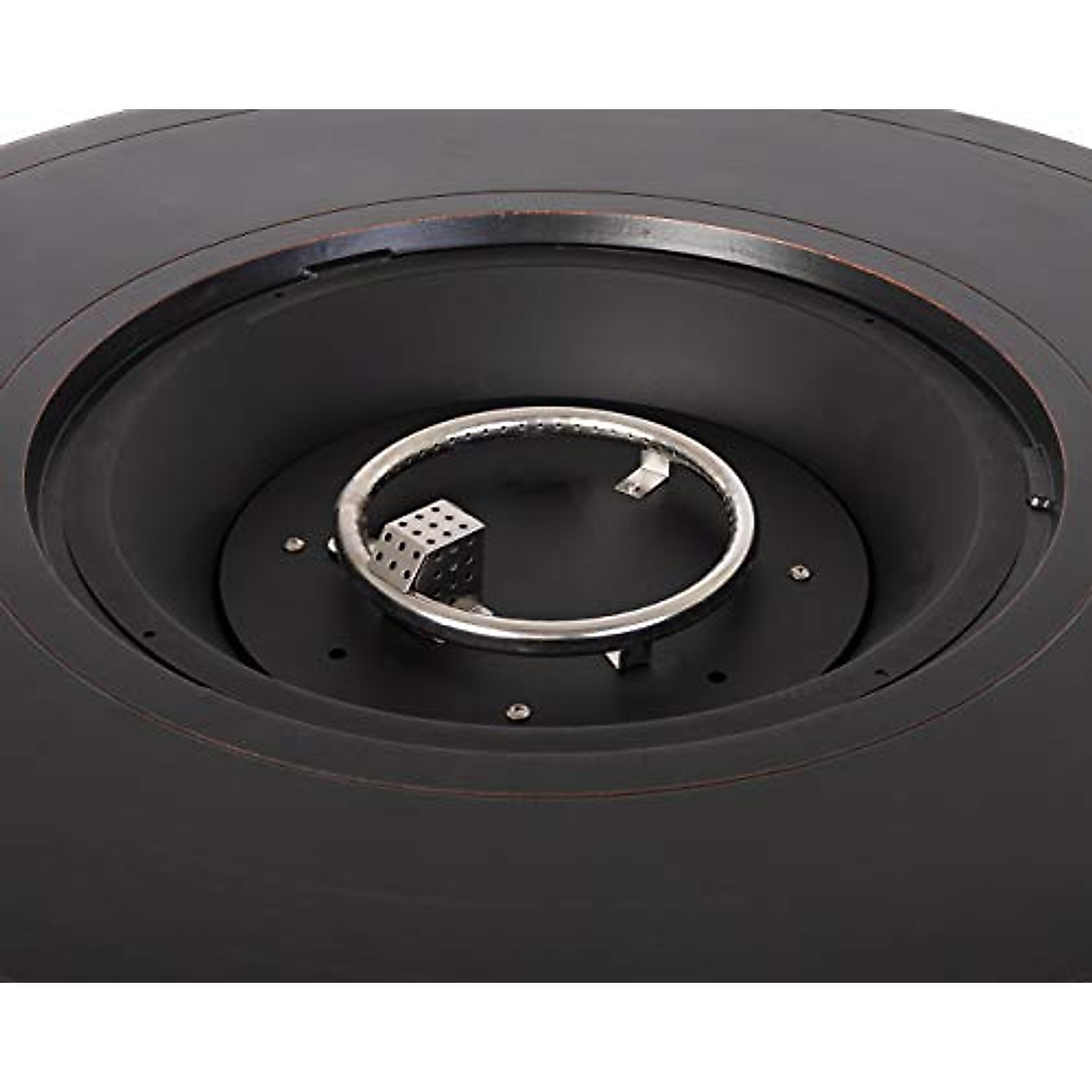 Fire Sense 62373 Florence Woven Aluminum Convertible Gas Fire Pit Table 55,000 BTU Multi-Functional Outdoor with Fire Bowl Lid, Nylon Weather Cover & Clear Fire Glass - Bronze Finish - Round - 44"