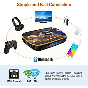 VAPEYS Android TV Box 11.0 HK1 RBOX R1 Smart TV Box RK3318 USB 3.0 Ultra HD 1080P 4K HDR WiFi 2.4Ghz 5.8Ghz Bluetooth 4.1 Set Top Box with Mini Wireless Backlit Keyboard,4G+64GB