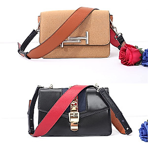 Wide Adjustable Purse Strap Replacement Crossbody Handbag Stripe Adjustable Leather Crossbody Straps Replacement - Width 1.5“, Length 28”-49” (Black B)