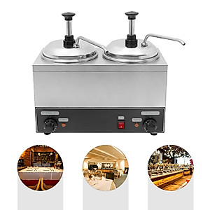 Gworobie 700W Electric Cheese Dispenser with Pump, 4.23 Qt Commercial Hot Fudge Warmer Sauce Dispenser Machine, 32-230℉ Temp Adjustable Cheese Nacho Sauce Warmer, for Hot Fudge Cheese Caramel