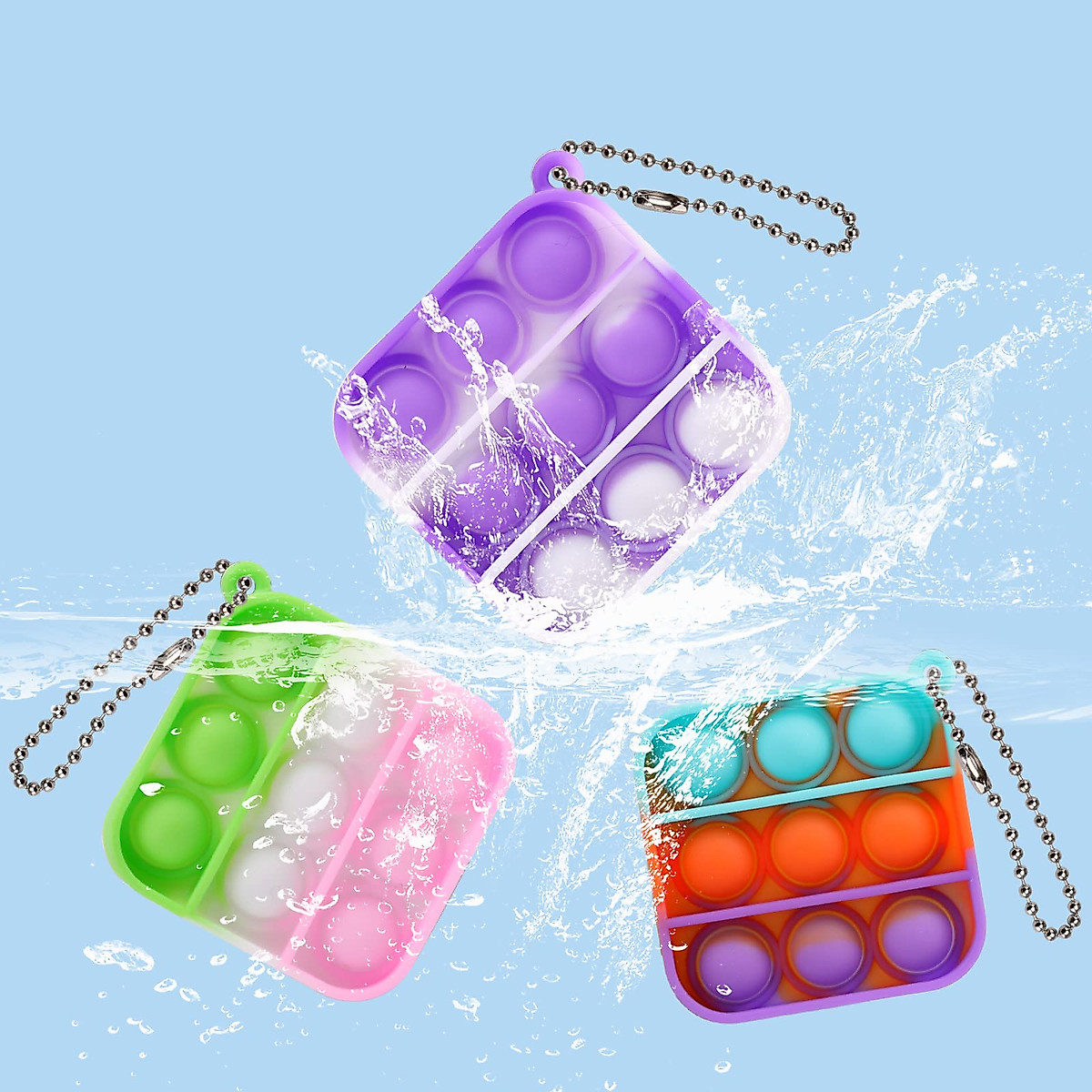 32 Pcs Mini Pop Fidget Toy Pack Simple Bubble Popping Keychain, Squeeze Rainbow Stress Relief Sensory Hand Toy, Office Desk Push Pops Bulk Toys for Kids Christmas Party Favors Student Gifts