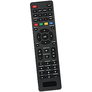 Amiroko Universal TV Remote Control for LG, Samsung, Sony, Philips, Panasonic, Sharp, Toshiba, Hitachi, Vizio, TCL, JVC, Hisense, Vestel, Seiki, Sanyo, Insignia, Magnavox, RCA, Westinghouse Smart TVs
