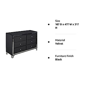 Better Home Products Monica Velvet Upholstered Double Dresser in Black