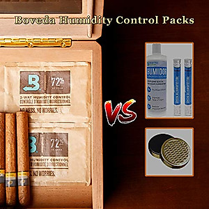 Woodronic Cigar Humidor and Boveda 72% Humidity Packs with Accessory Drawer, 25-50 Cigar Box with Digital Hygrometer, Spanish Cedar Lining and Divider, Boveda Holder, Great Gift for Fathers