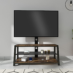 Universal TV Stand Wooden Swivel TV Stand with Storage for 32'' - 65'' TV. Height Adjustable Floor TV Stand with Tempered Glass. Entertainment Center with Mounting TV Stand