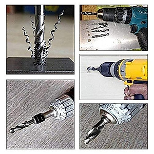 SH-CHEN Drill 8pcs HSS Countersink Tap Drill Bit Set, Combination Hex Shank Titanium Screw Thread Metric Tap Drill Compatible with Wood Plastic Aluminum Copper, Compatible with Hard Metal/Iron Cast