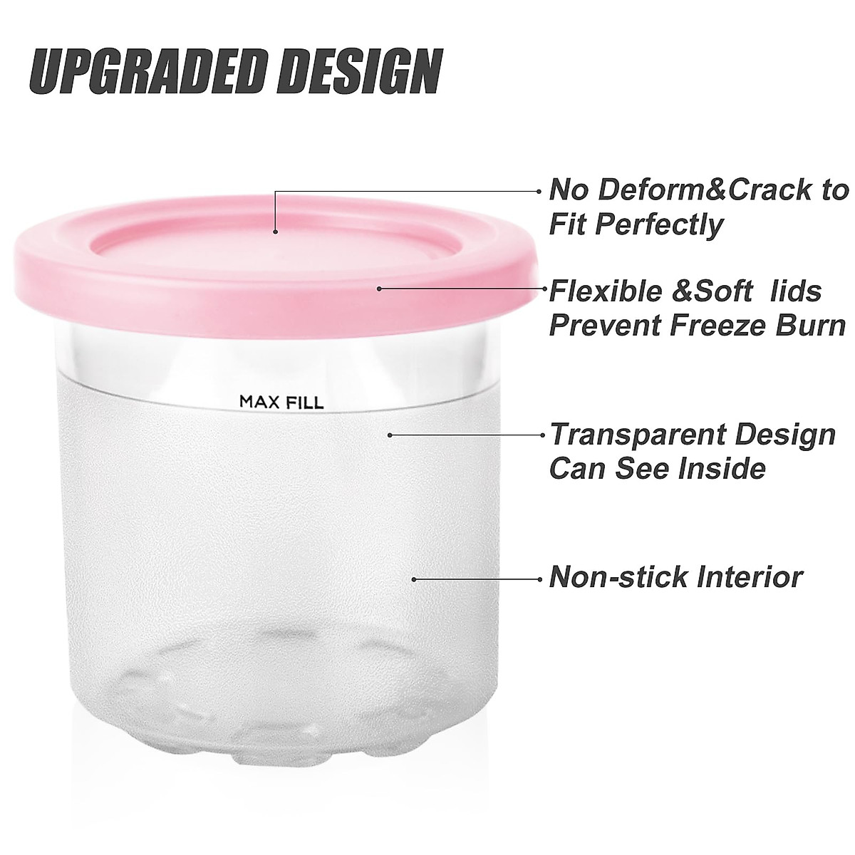 2pcs Replacement Containers for Ninja Creami Pints and Lids, Reusable Ice Cream Containers with Lids Creami Containers Compatible with NC301 NC300 NC299AMZ Series Ice Cream Maker (Pink, Blue)
