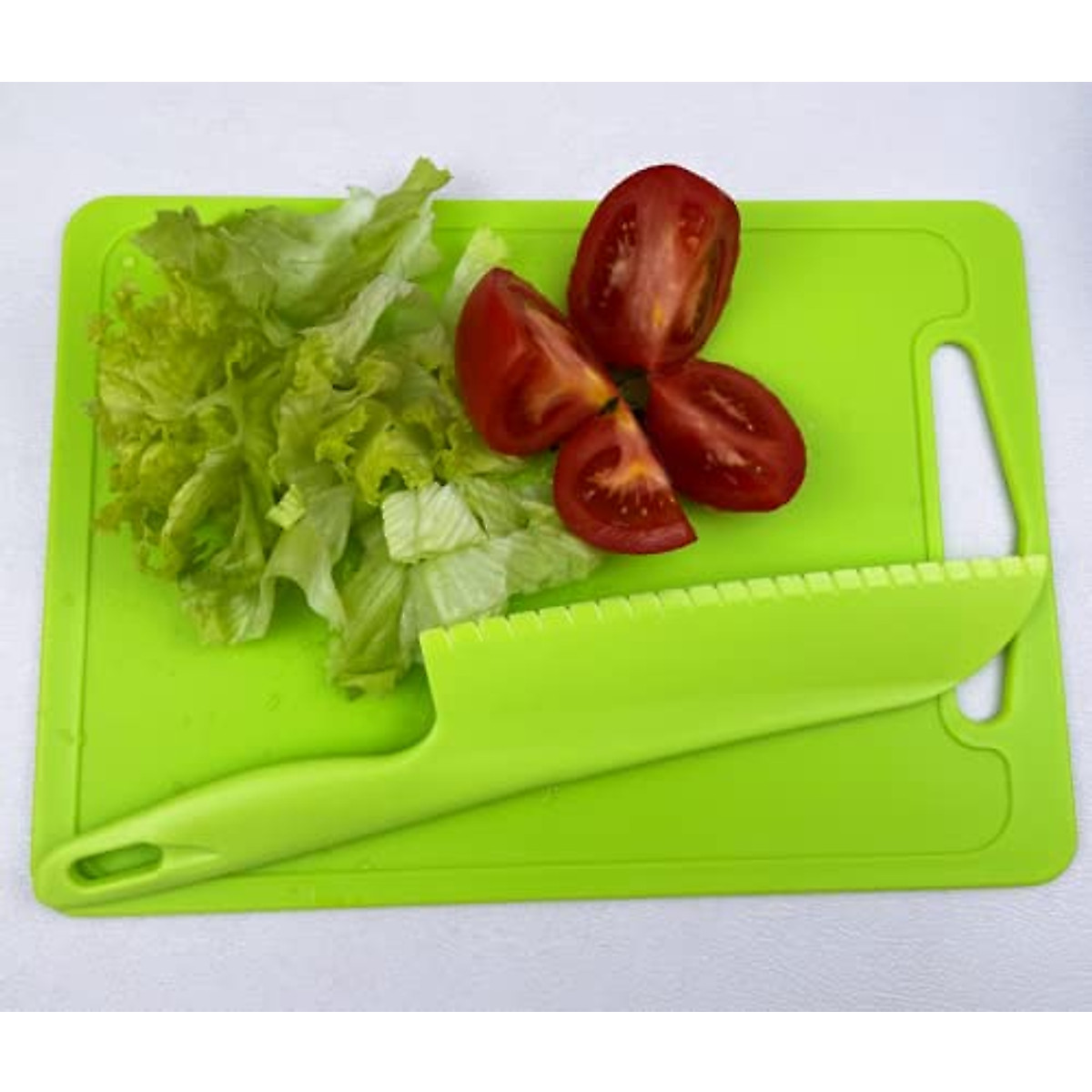 jawbush Professional Lettuce Knife, 11" Serrated Salad Knife for Veggies, Fruit, Bread, Cake, Salad, Plastic Kitchen Nylon Knife for Cooking and Cutting to Prevent Browning, Warm Xmas Gift, Green