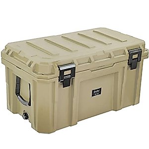 SR-90 Large Crossover Overland Cargo Case, Equipment Hard Case, Roto Molded, Stackable with Pad-Lock Hasp, Strap Mountable, TSA Standard, IPX4 Rated, 90 Liters (Tan)