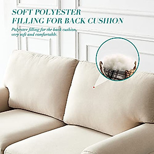 RUIFUDA 3 Seater Couch Sofa, Modern Sofa with Classic Nails & Seat Cushion Backrest Removable for Living Room, Bedroom, Apartment, Beige-3 Seater