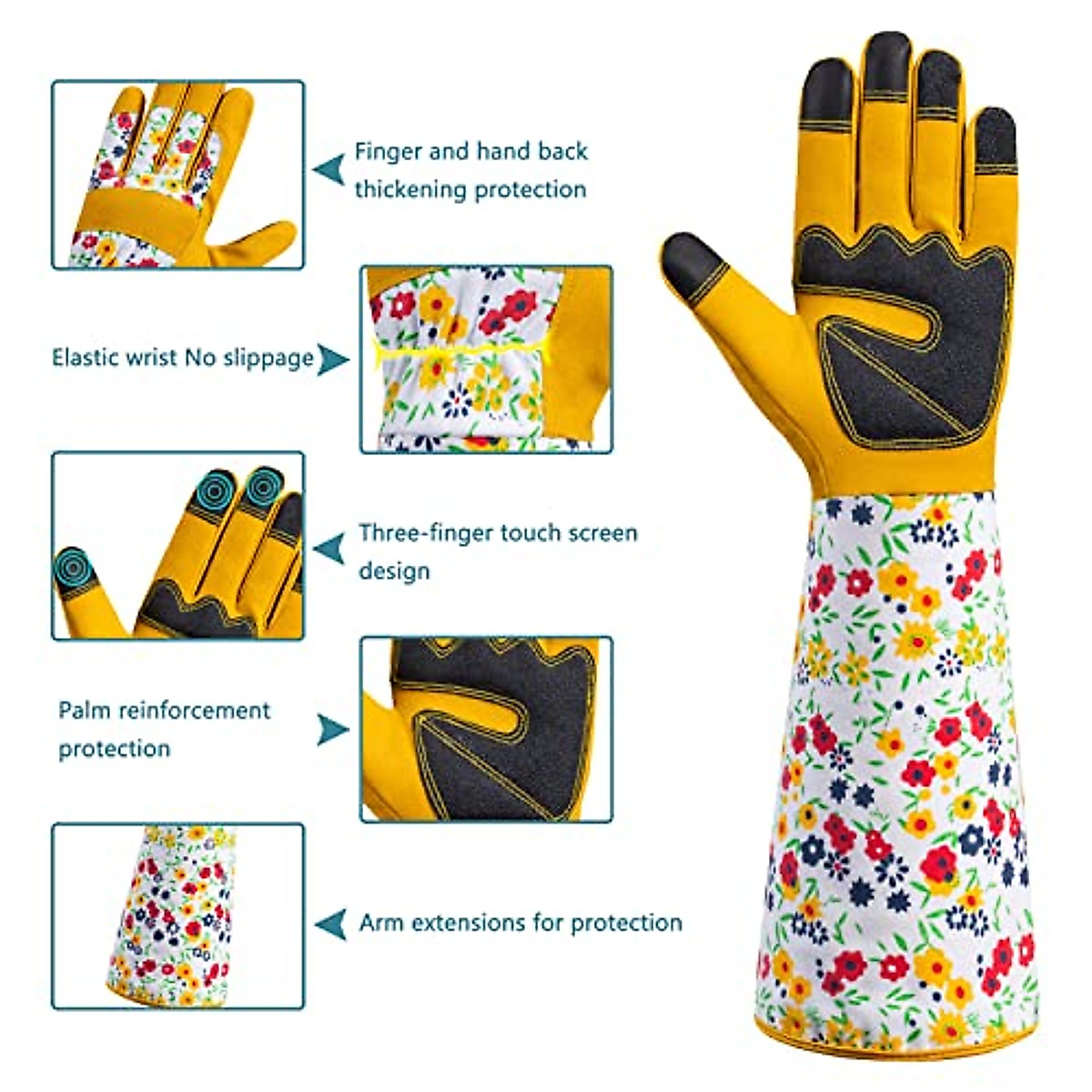 isilila Long Gardening Gloves for Women, Rose Pruning Gloves Thornproof with Forearm Protection, Breathable Work Gloves with Touch Medium