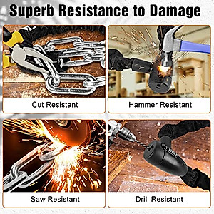 Titanker Bike Chain Lock (Black-10mm), Heavy Duty Key Lock for Bicycle, Motorcycle, Door, Gate, Fence, Grill - Portable, Anti-Theft, 3.3ft, 4.5lbs