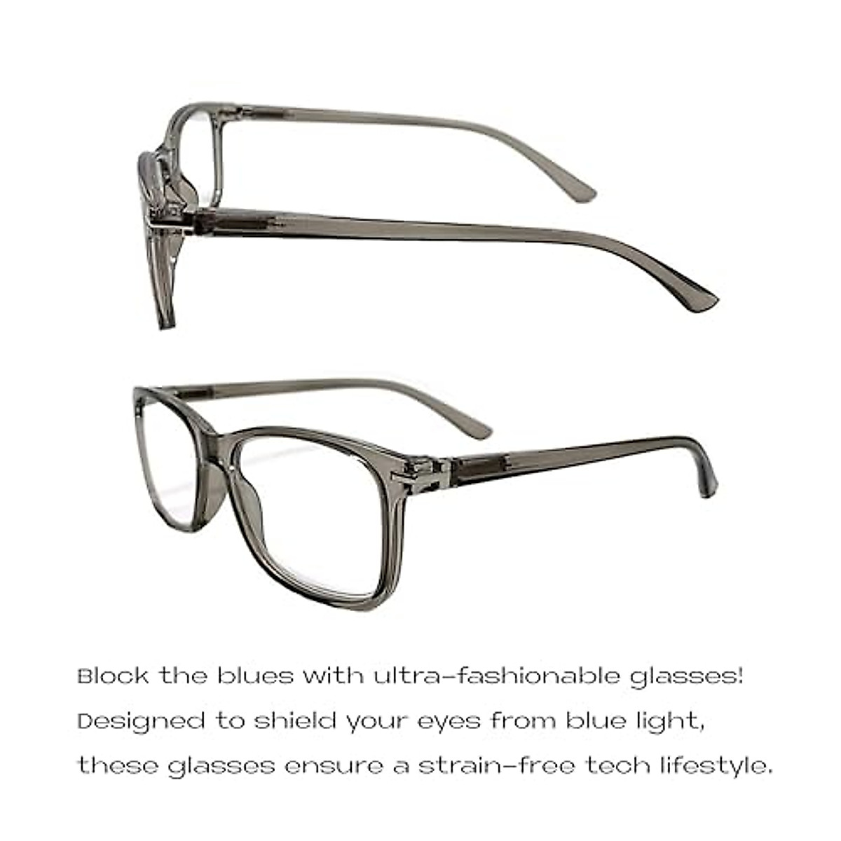 Readerest Blue Light Blocking Reading Glasses (Grey, 1.00 Magnification) Computer Eyeglasses With Thin Reflective Lens, Antiglare, Eye Strain, UV Protection, Stylish For Men And Women