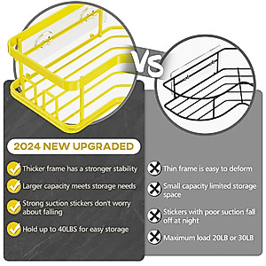 MAXIFFE Shower Caddy, 3-Pack Shower Organizer with Soap Holder, Corner Shower Caddy with 8 Hooks, Wall Mounted Shower Shelf for Bathroom, Kitchen, Countertop, Yellow