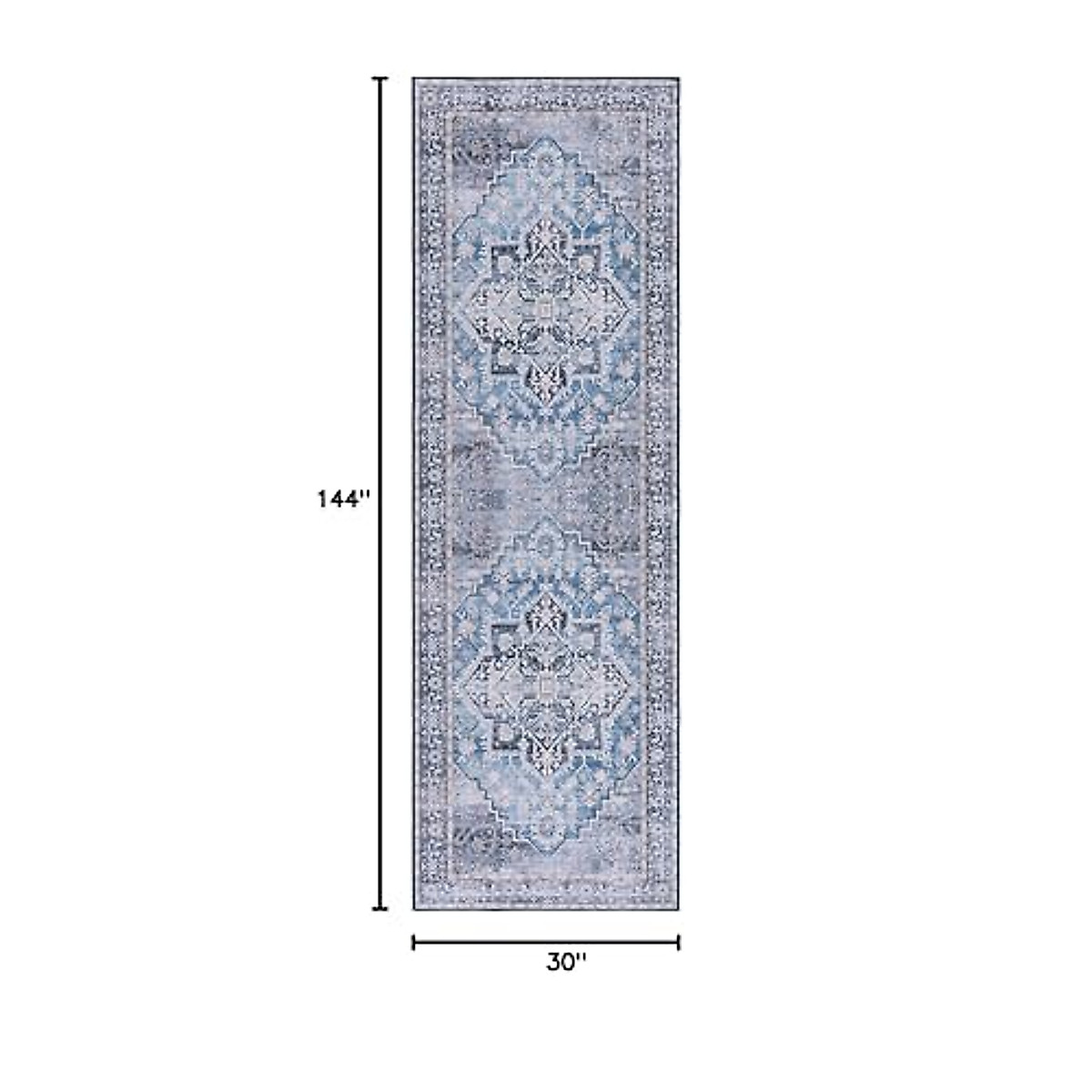 SAFAVIEH Tucson Collection Runner Rug - 2'6" x 12', Blue & Charcoal, Persian Design, Non-Shedding Machine Washable & Slip Resistant Ideal for High Traffic Areas in Living Room, Bedroom (TSN137M)