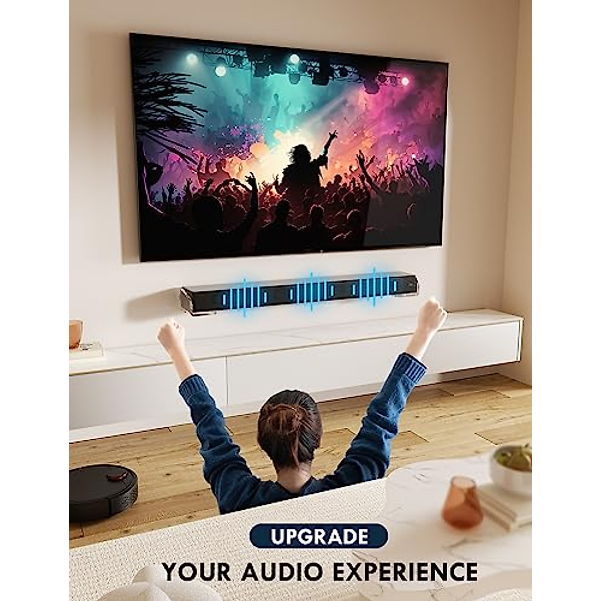 AFOOYO Universal Soundbar Acrylic Mount Shelf Sound Bar Mounts Speaker Wall Mount Compatible with Samsung,Sony,LG,Vizio,Bose,Polk,Sonos,Onn,Roku,TCL, JBL More - Under TV, up to 33 LBS（Transparent）