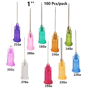 FEITA Glue Needles Industrial Liquid Dispenser Needle Tips Adhesive Glue Dispensing Blunt Tip Luer Lock 1" (100 Pcs/Pack)