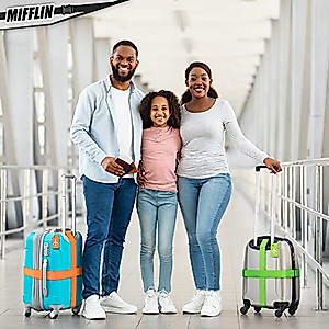 Luggage Straps w/Name Tags (Black, 73.6" Long, 2 Inches Wide, 2 Pack), Adjustable Nylon Belt for Travel Suitcases & Bags by Mifflin-USA